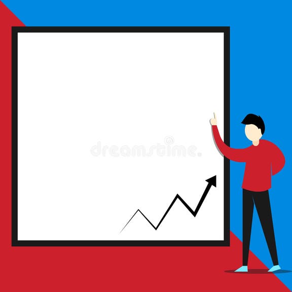 Front View Young Man Standing Pointing Up Blank Rectangle with Empty ...