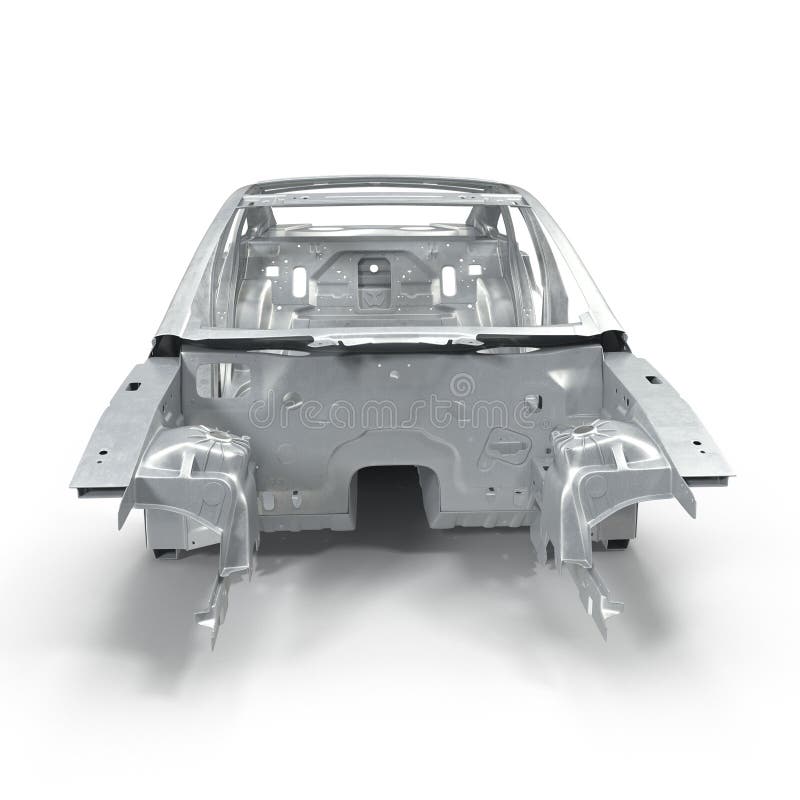 Front ViewCarcass Af A Sedan Car On White. 3D Illustration Stock ...