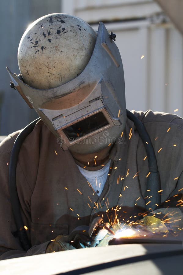 Man Arc welder stock image. Image of skilled, worker, blue - 3660379