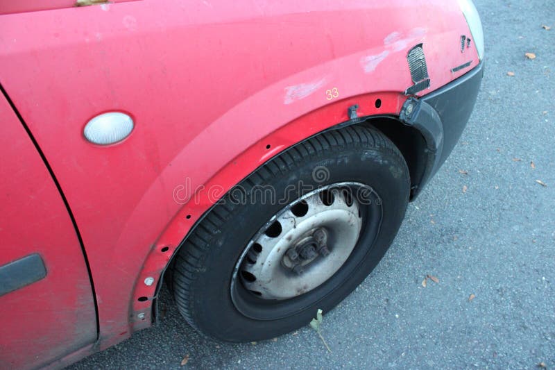 Front Wheel Arch from Red Van with Missing Arch Guard Stock Image ...