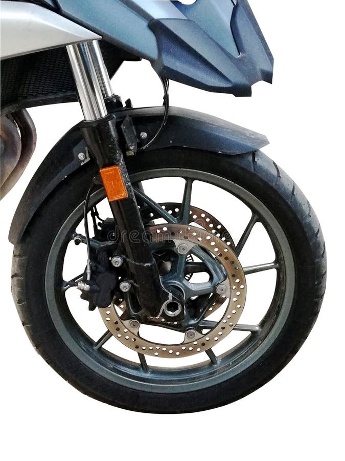 Front Wheel of Black Motorbike Isolated Stock Image - Image of black ...
