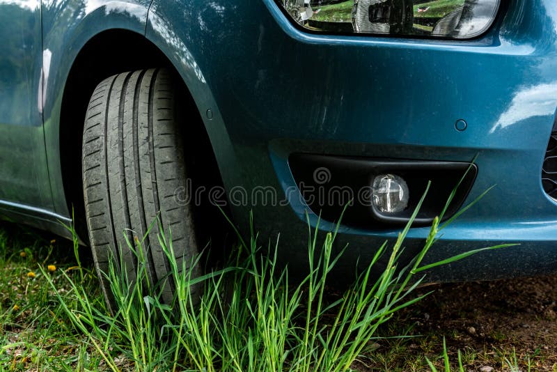Front Wheel of the Car is Turned Outwards. Stock Photo - Image of ...