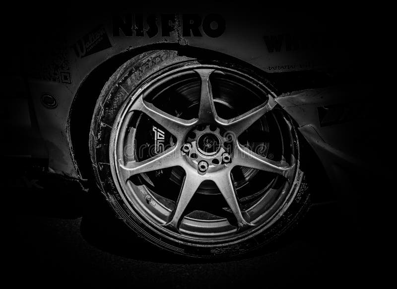 The Front Wheel of a Drift Car Editorial Photography - Image of tire ...