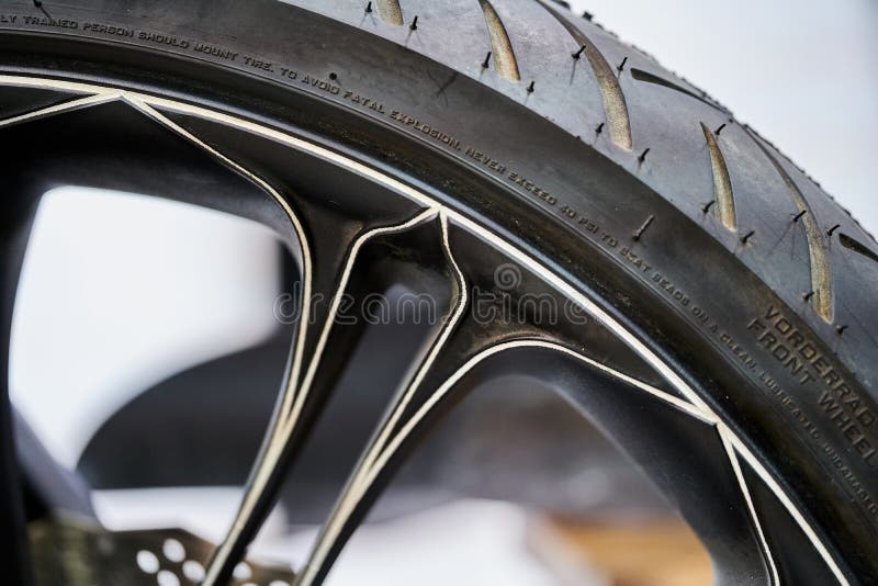 The Front Wheel of a Modern Motorcycle Stock Image - Image of cruiser ...