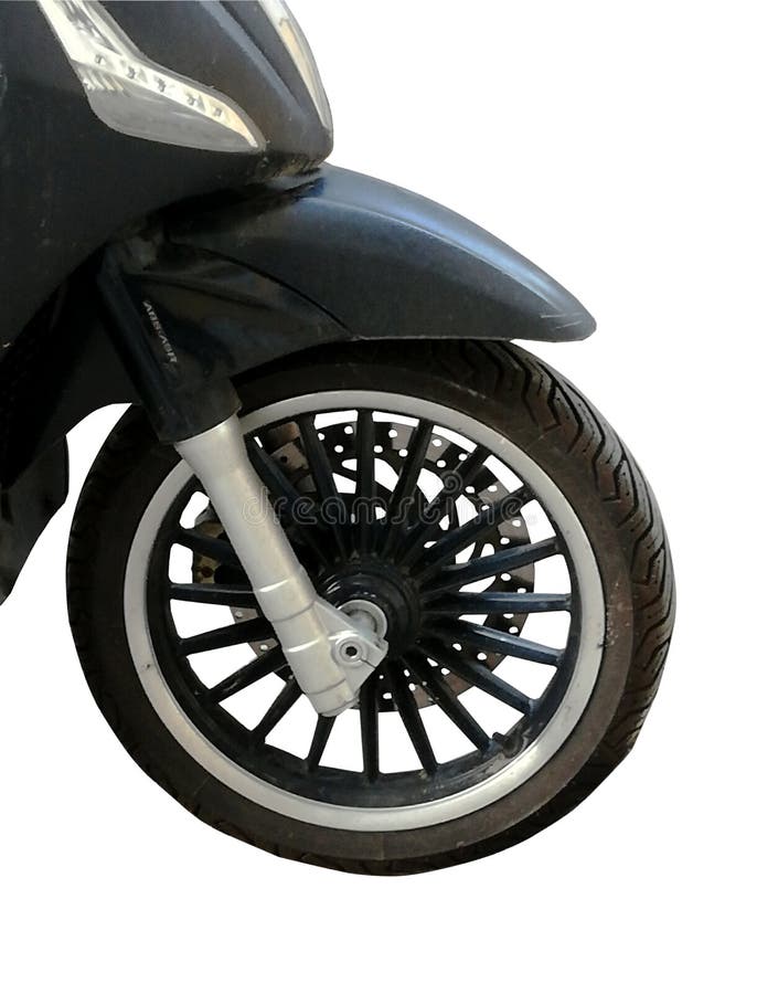 Front Wheel of Motorbike Isolated Stock Photo - Image of wheel, sport ...