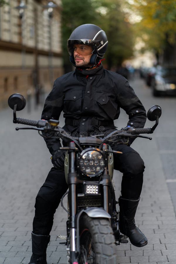 Handsome Rider Man with Beard and Mustache in Black Fashion Sunglasses ...