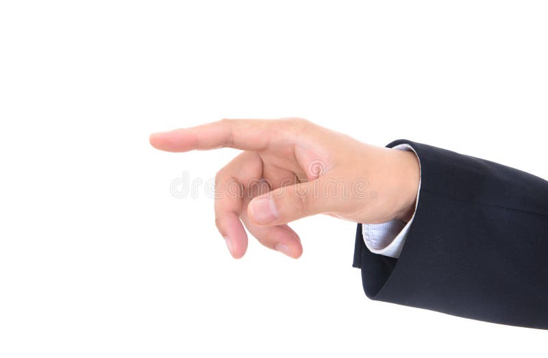 In Front of a White Background, One Hand Stretches Out the Index Finger ...