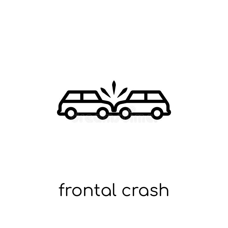 Frontal Crash Vector Icon on White Background. Flat Vector Frontal ...