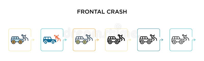 Frontal Crash Vector Icon in 6 Different Modern Styles. Black, Two ...