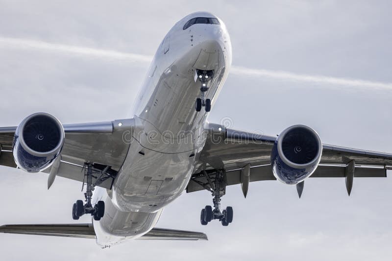 Frontal Image and Fuselage of a Large Commercial Airplane Stock Photo ...