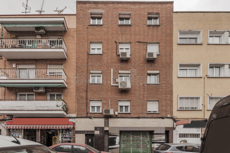 Frontal Image of Several Residential Buildings with Facades Made of Different Materials Stock ...