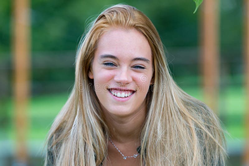 Frontal Portrait of Smiling Young Blond Woman Stock Image - Image of ... Frontal Portrait of Smiling Young Blond Woman Stock Image - Image of ...