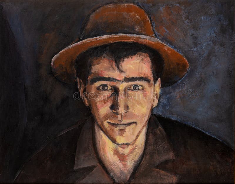 Frontal Portrait of a Young Man Oil Painting Stock Illustration ... Frontal Portrait of a Young Man Oil Painting Stock Illustration ...