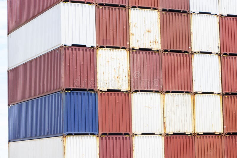 Stack of Containers Cargo Ship in a Port, Nautical Transport ...