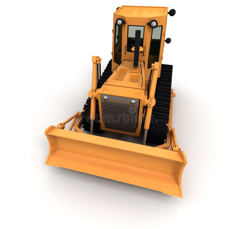 Frontal View of a Bulldozer Stock Illustration - Illustration of yellow ...