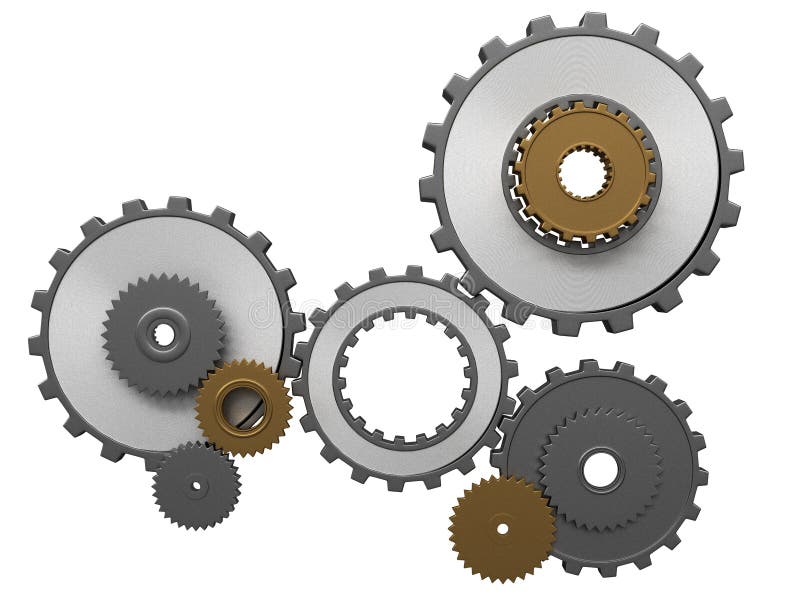 Frontal View of Gears Composition Stock Illustration - Illustration of ...