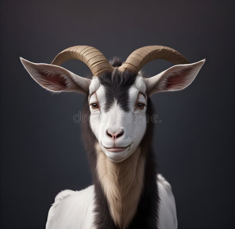 Frontal View of a Human Face Goat Stock Illustration - Illustration of ...