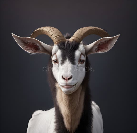 Frontal View of a Human Face Goat Stock Illustration - Illustration of ...