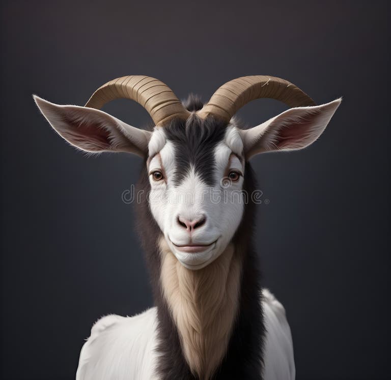 Frontal View of a Human Face Goat Stock Illustration - Illustration of ...