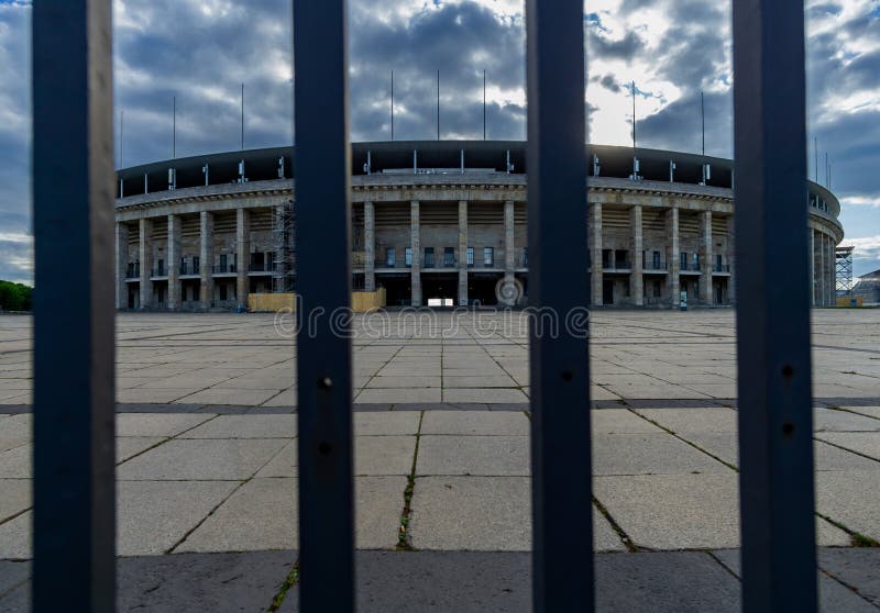 Symmetrical View through the Closed Front Gate of the Olympiastadion ...