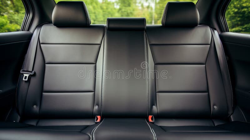 Frontal View of a Luxurious Modern Car Showcasing Elegant Black Leather ...