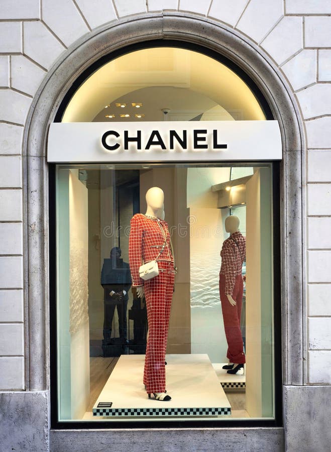 Frontal View of the Shop Window of the Chanel Boutique in Rome ...