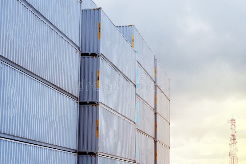 Stack of Containers Cargo Ship in a Port, Nautical Transport ...
