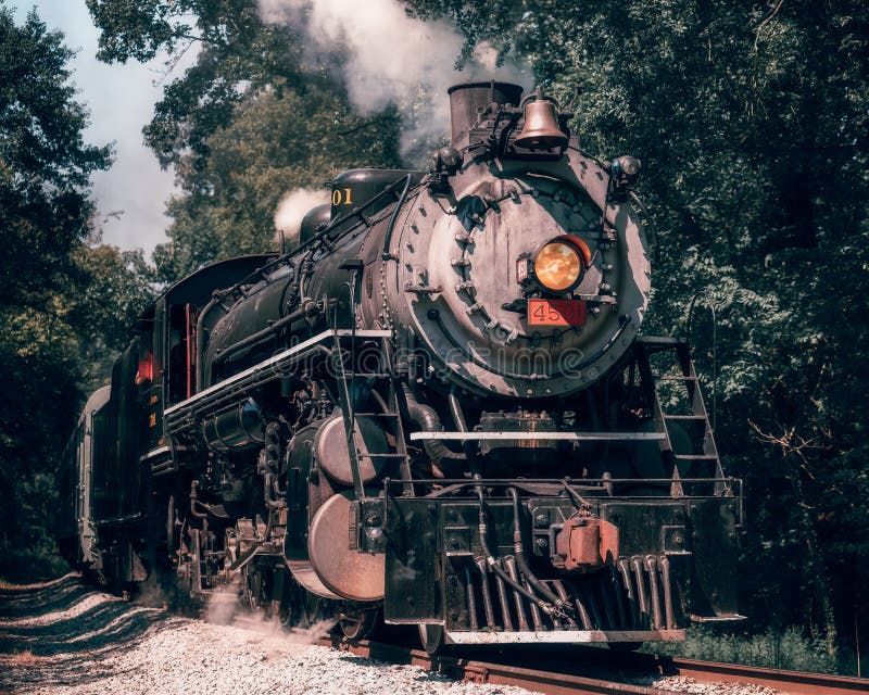 Frontal View of the Vintage Train on the Railways Passing through the ...