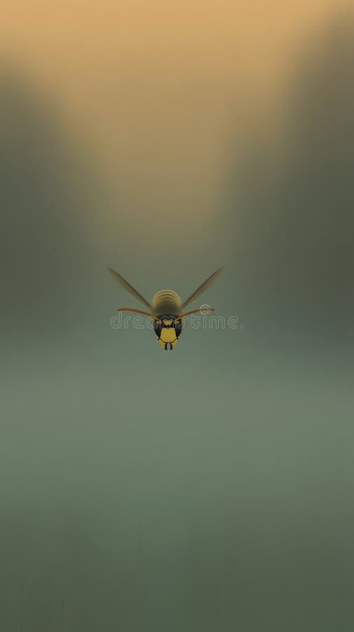 Frontal View of a Wasp in Flight Stock Illustration - Illustration of ...