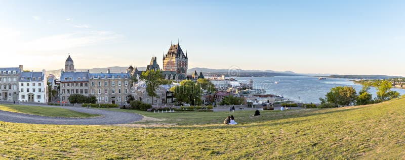 Frontenac Castle in Old Quebec City in the Beautiful Sunrise Light ...