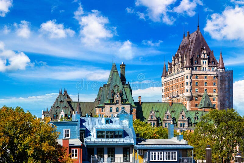 Frontenac Castle in Quebec City Stock Image - Image of cloud, cityline ...