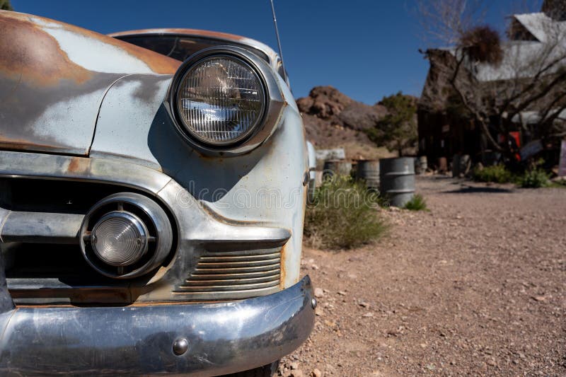 Frontend Close-Up of Rusty Old Car Stock Photo - Image of automotive ...