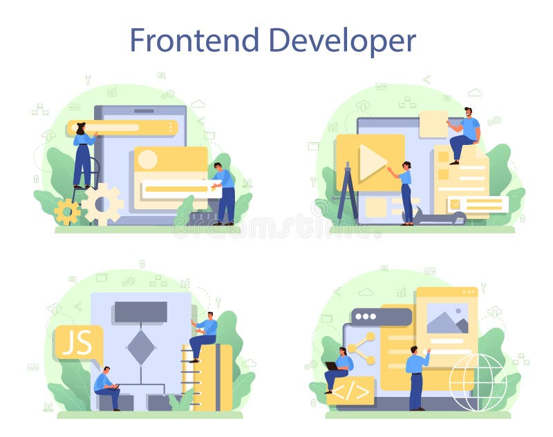 Frontend Developer Concept Set. Website Interface Design Improvement Stock Vector - Illustration ...