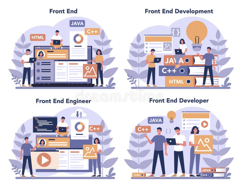 Frontend Development Concept Set Website Interface Design Stock Vector Illustration Of