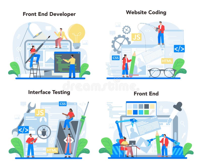 Frontend Development Web Banner Concept. Website Interface Stock Vector - Illustration of ...