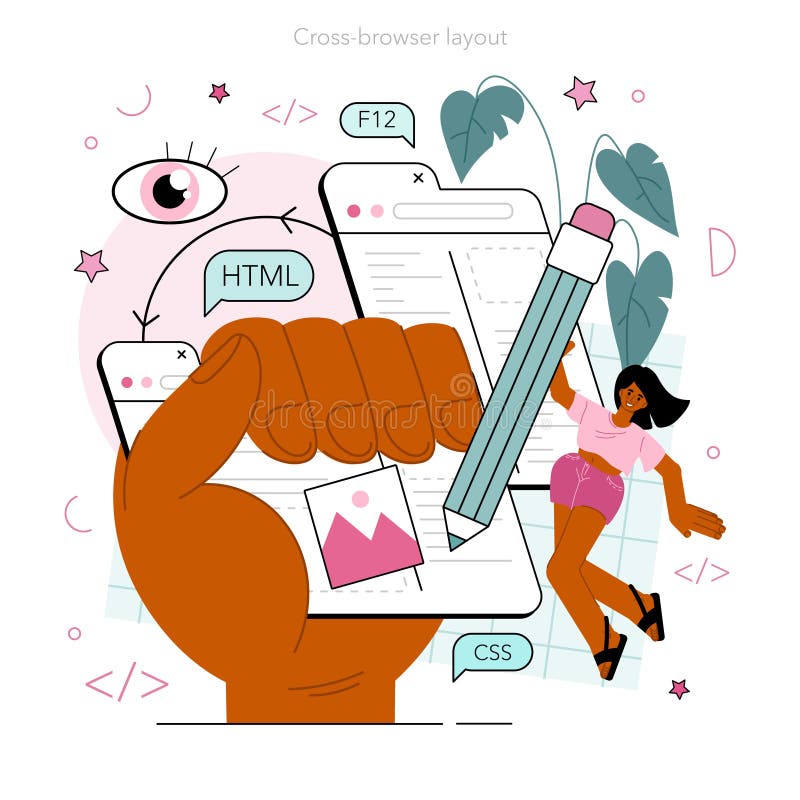 Frontend Development Web Banner Concept Website Interface Stock Vector Illustration Of