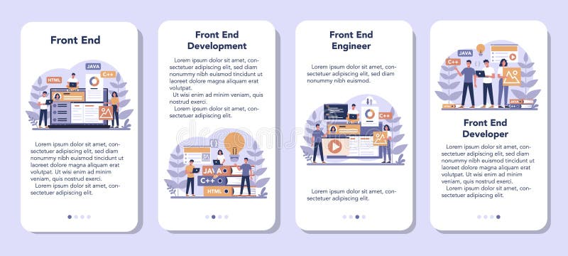 Frontend Development Mobile Application Banner Set. Website Stock ...