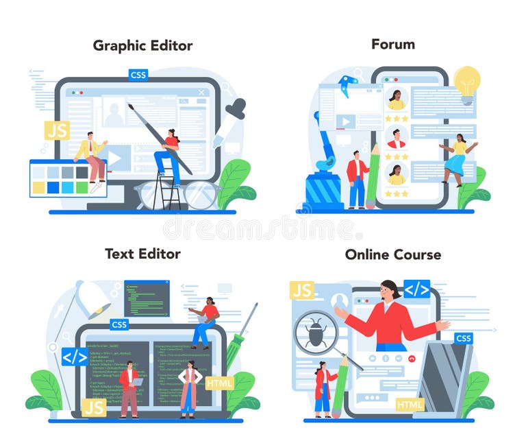 Frontend Development Online Service or Platform Set. Website Interface Stock Vector ...