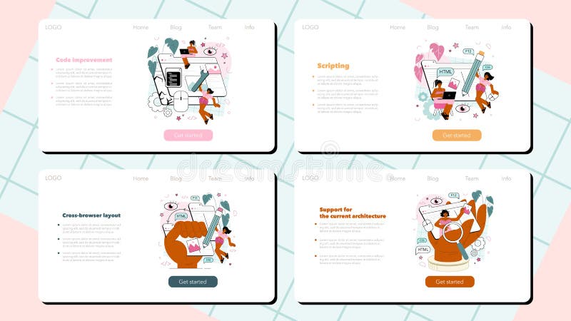 Frontend Development Web Banner Concept. Website Interface Stock Vector - Illustration of ...