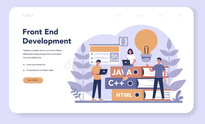 Frontend Development Web Banner or Landing Page. Website Stock Vector - Illustration of coding ...