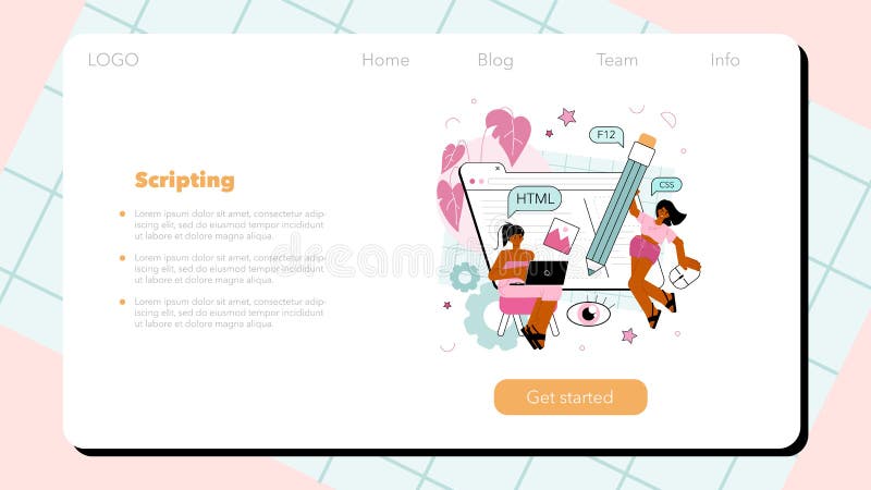 Frontend Development Web Banner or Landing Page. Website Interface ...