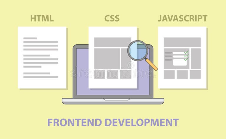 Frontend Website Development Compare Comparison Html Css Javascript Stock Illustration
