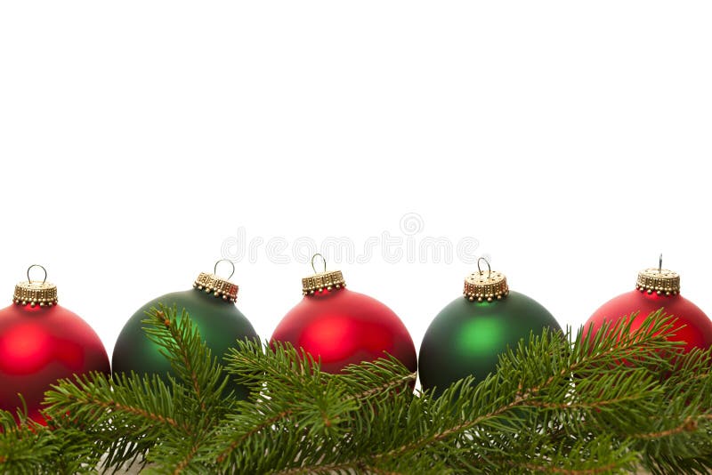 Frontera De Las Bolas Verdes Y Rojas De La Navidad Imagen de archivo ...