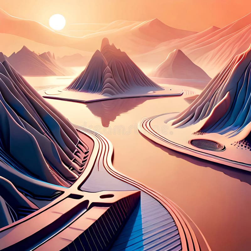 Frontier an Epic Abstract 3D Render . Generative Ai Stock Illustration ...