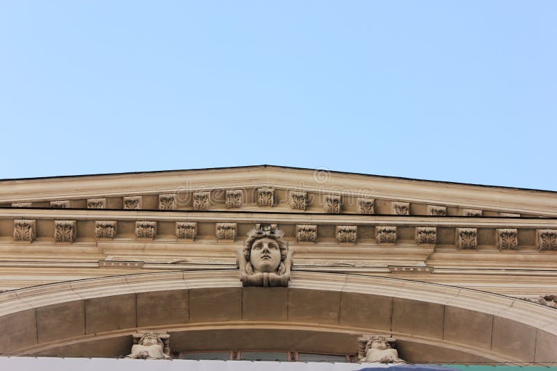 Fronton of the Ancient Buildings of Lviv Stock Photo - Image of house ...