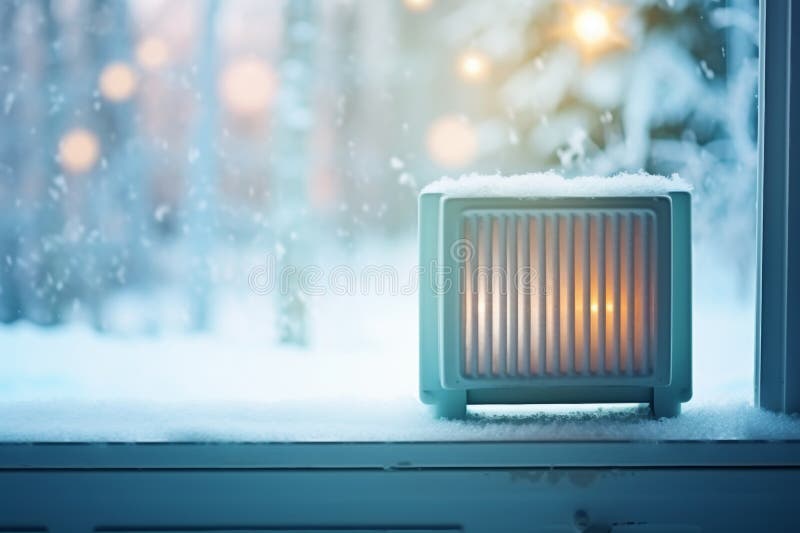 Frost Covered Heating Radiator Mounted Beneath a Window in a Chilly ...
