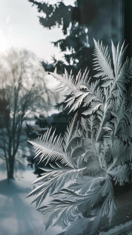 Frost Creates Fascinating Patterns on a Window in Winter Stock Image ...