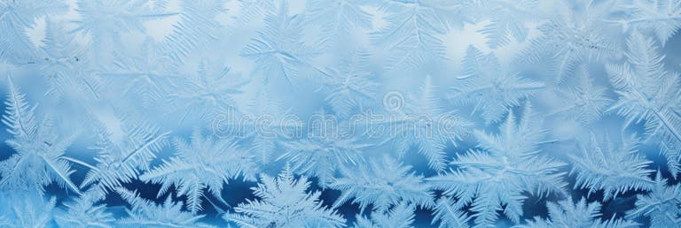 Frost Creates Fascinating Patterns on a Window in Winter.banner Stock ...