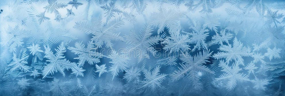 Frost Creates Fascinating Patterns on a Window in Winter.banner Stock ...