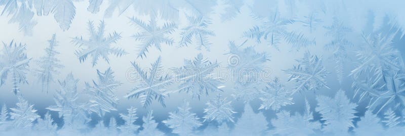 Frost Creates Fascinating Patterns on a Window in Winter.banner Stock ...